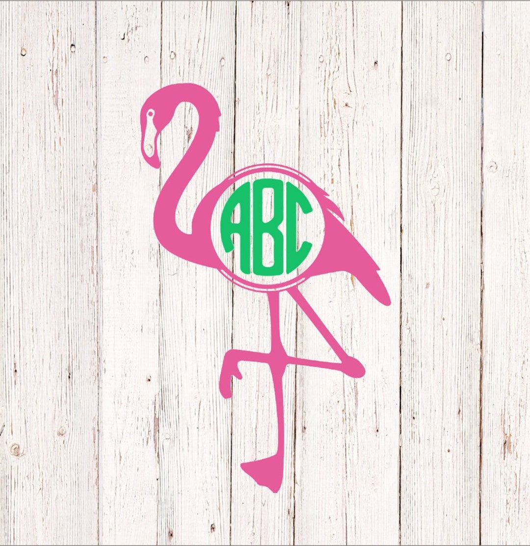 Flamingo Monogram Decal Flamingo Sticker Flamingo Decal for - Etsy