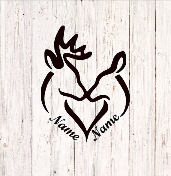 Deer Heads Decals Heart