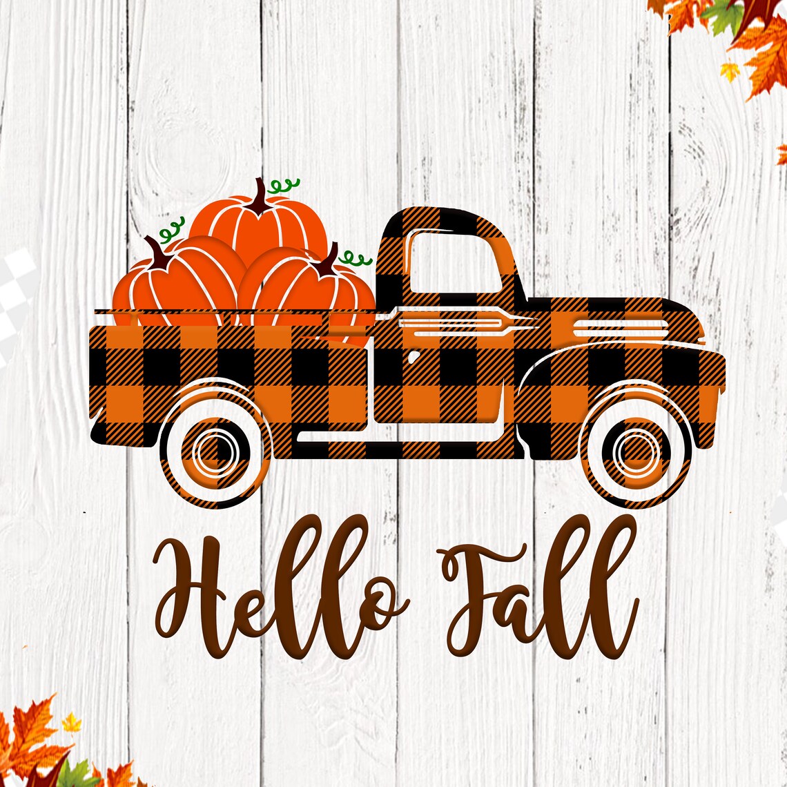 Fall Pumpkin Truck Decal Pumpkin Decal Orange Buffalo Plaid - Etsy