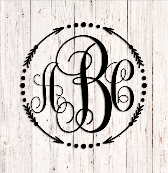 Circle Arrow Monogram Decal Personalized Monogram Arrows | Etsy
