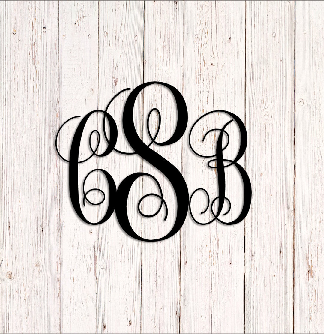 Vine Monogram Decal Vinyl Initial Decal Initial Monogram - Etsy