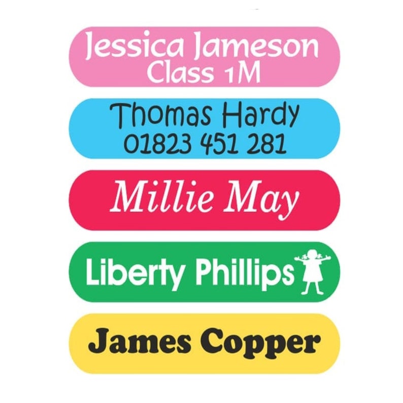 Stick on Name Labels 50 Waterproof Stickers School | Etsy