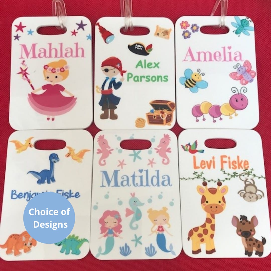 Kids Personalised Bag Tag , Personalised Bag Tags for Children, Luggage ...
