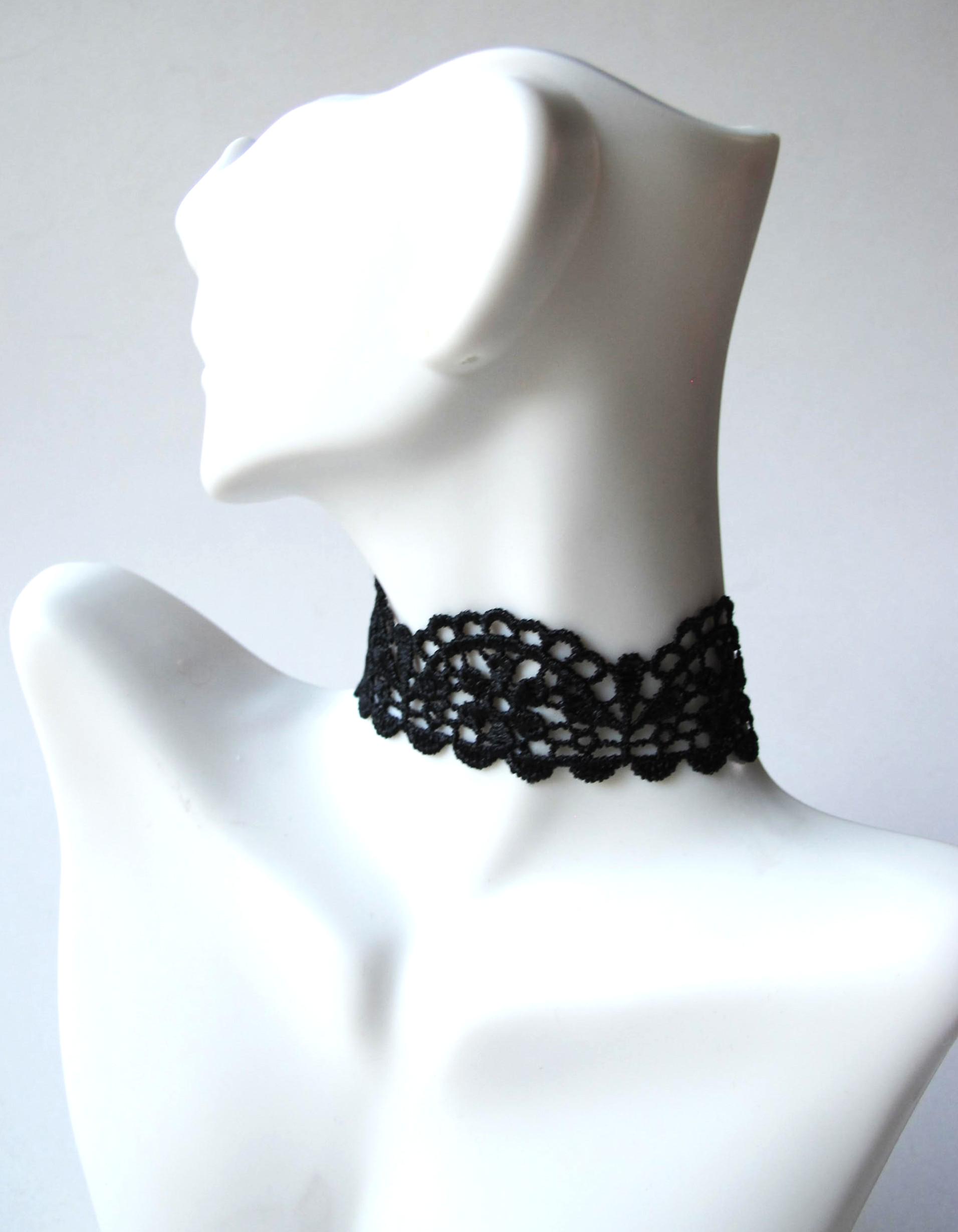Black Lace Choker: Gothic Embroidered Collar Necklace - Etsy
