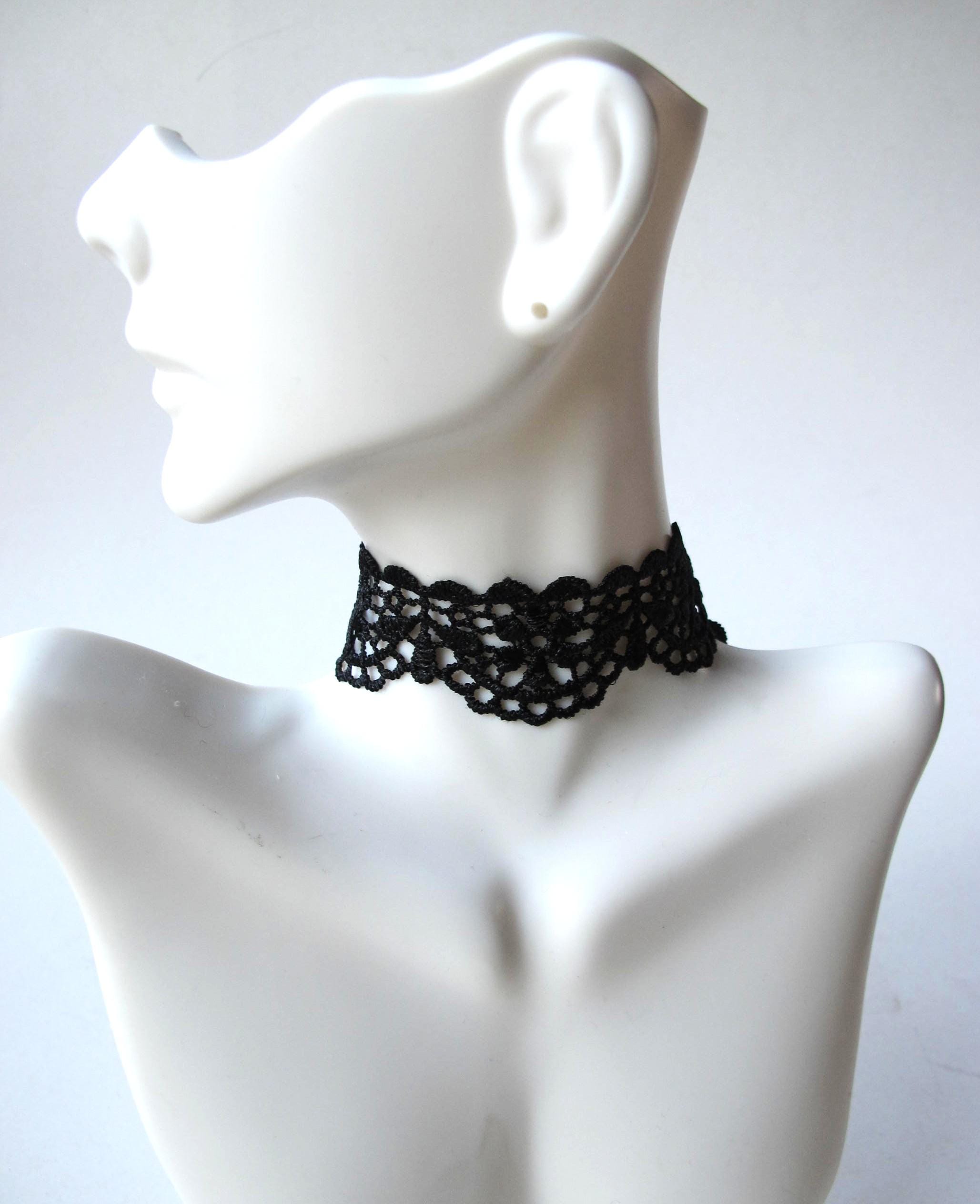 Black Lace Choker: Gothic Embroidered Collar Necklace - Etsy