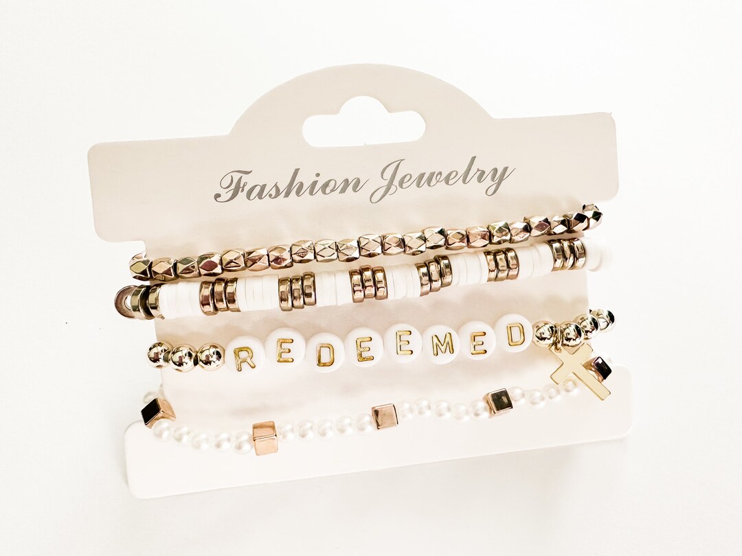 Christian- Faith WWJD Redeemed Bracelet Stack Gold - Etsy
