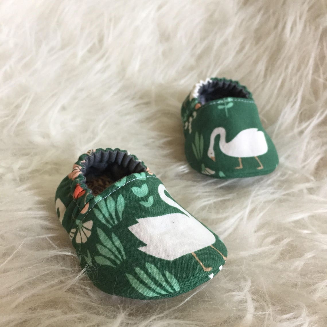 Baby Moccs: Swans Geese / Baby Shoes / Baby Moccasins / | Etsy