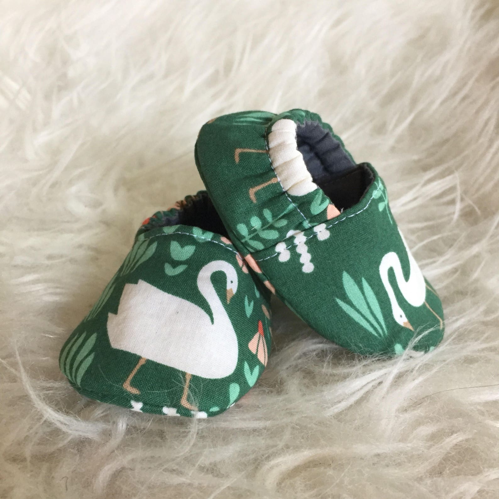 Baby Moccs: Swans Geese / Baby Shoes / Baby Moccasins / | Etsy
