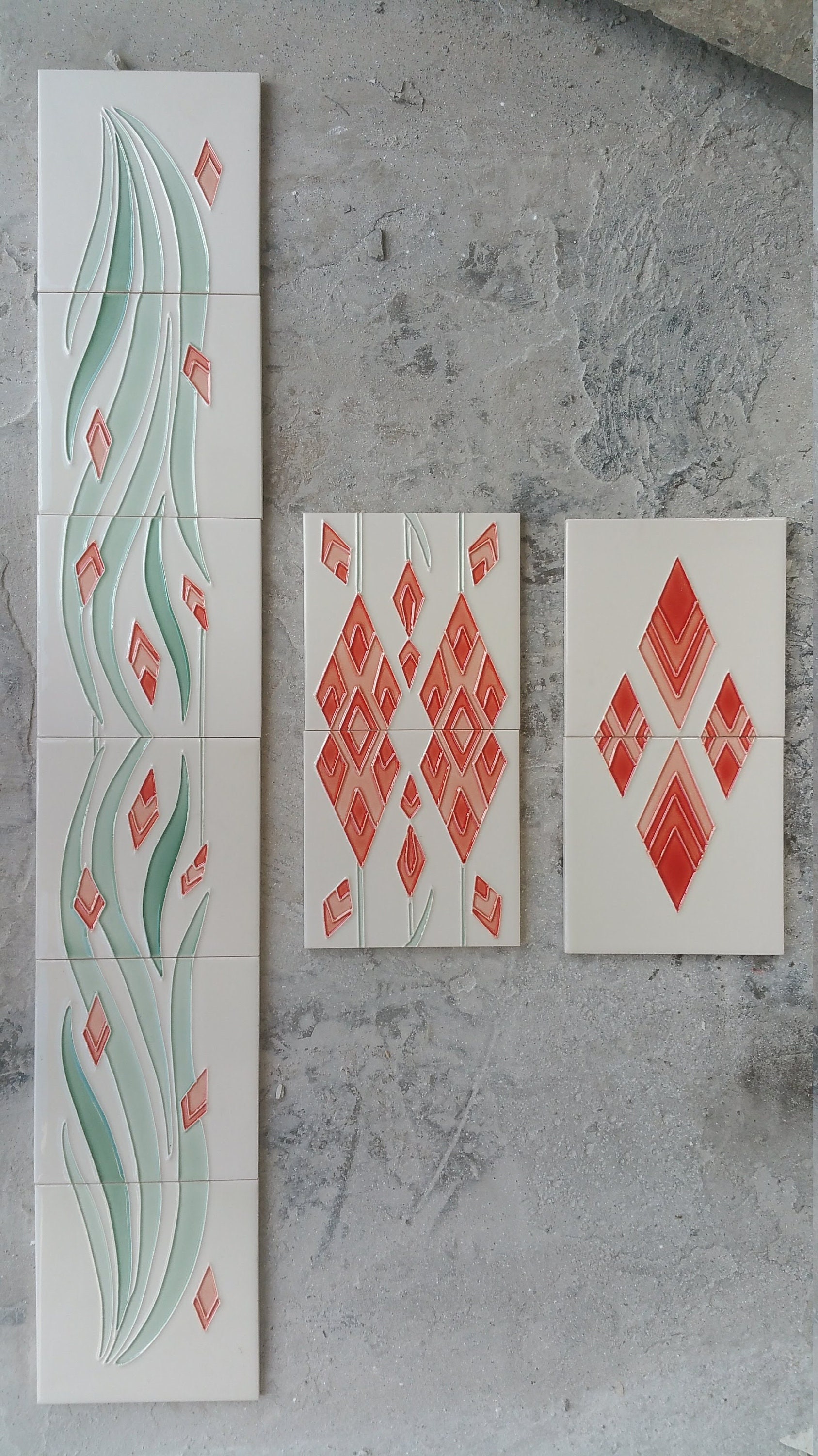 Hand Painted 10 Tile Panel Sets. Fireplace Tiles. Art Nouveau Tile - Etsy