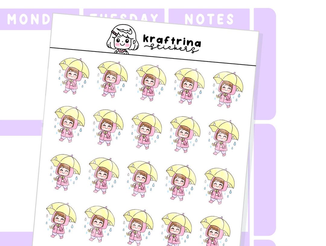 Koko Rain, Weather, Typhoon, Storm Hand Drawn Cute Stickers for Planner ...