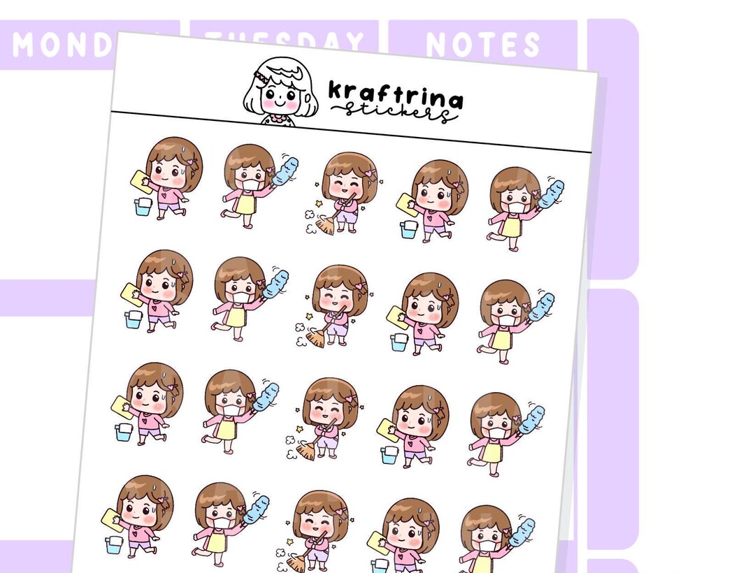 Cute Stickers - Household Chores, Cleaning, Home | Hand Drawn Character ...
