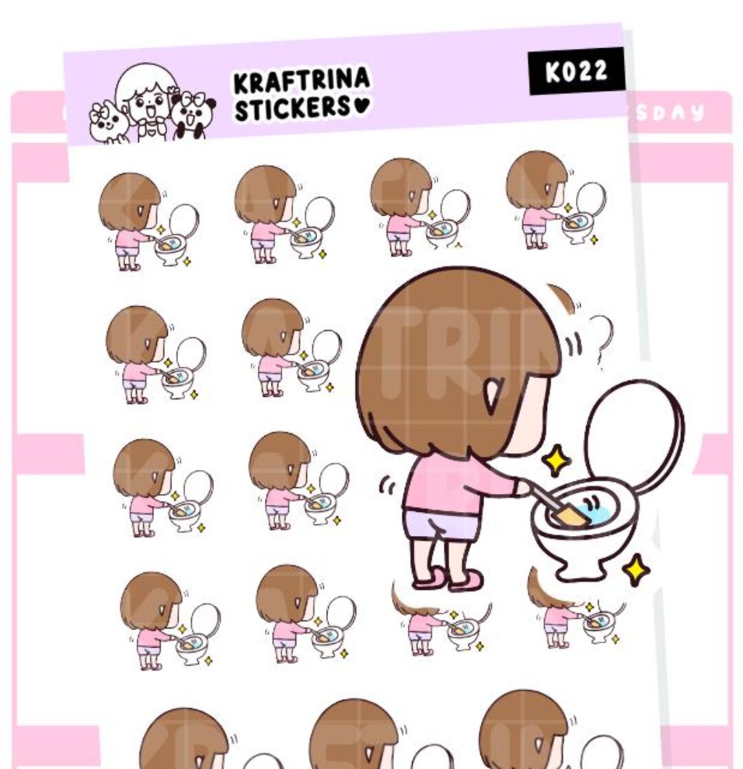 K022 Clean Toilet Bathroom Planner Sticker for Planners/ Journals ...