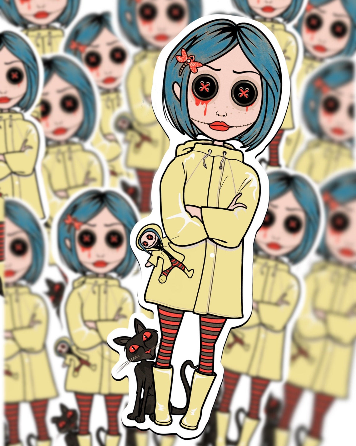 Coraline Sticker Vinyl Sticker Halloween Button Eyes - Etsy