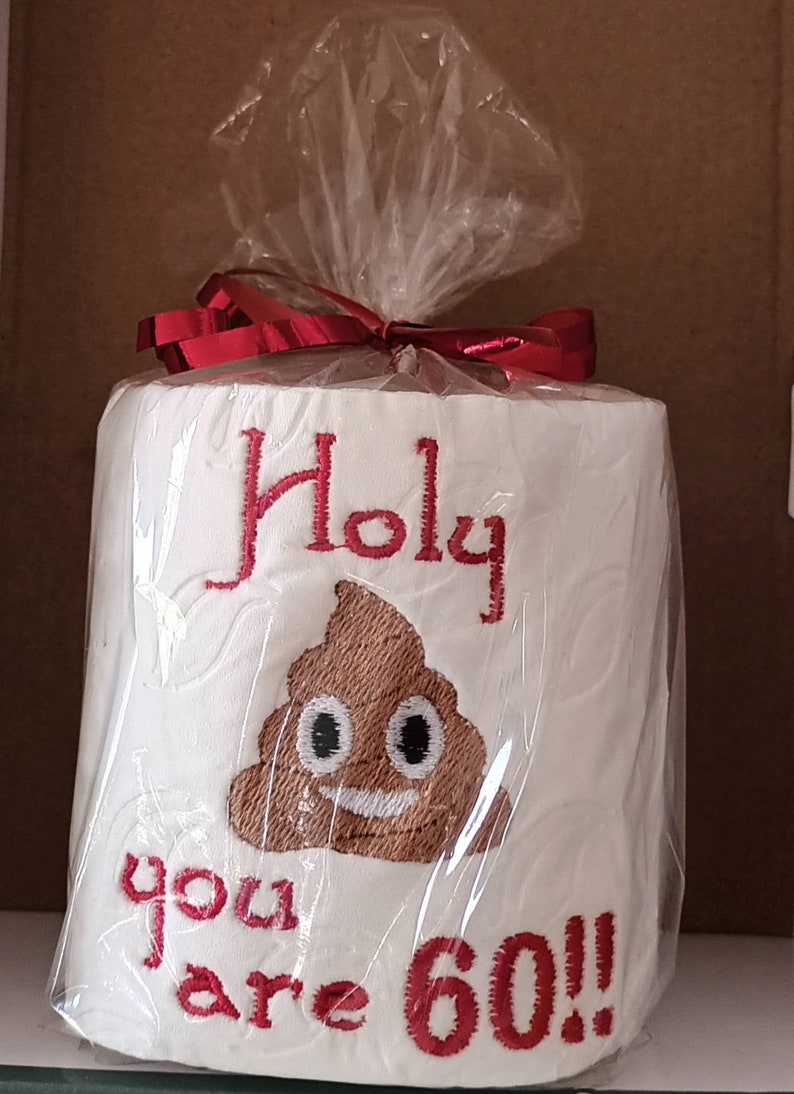 Holy/oh Poo Toilet Paper Gag Gift. Birthday, Age Related Emoji ...