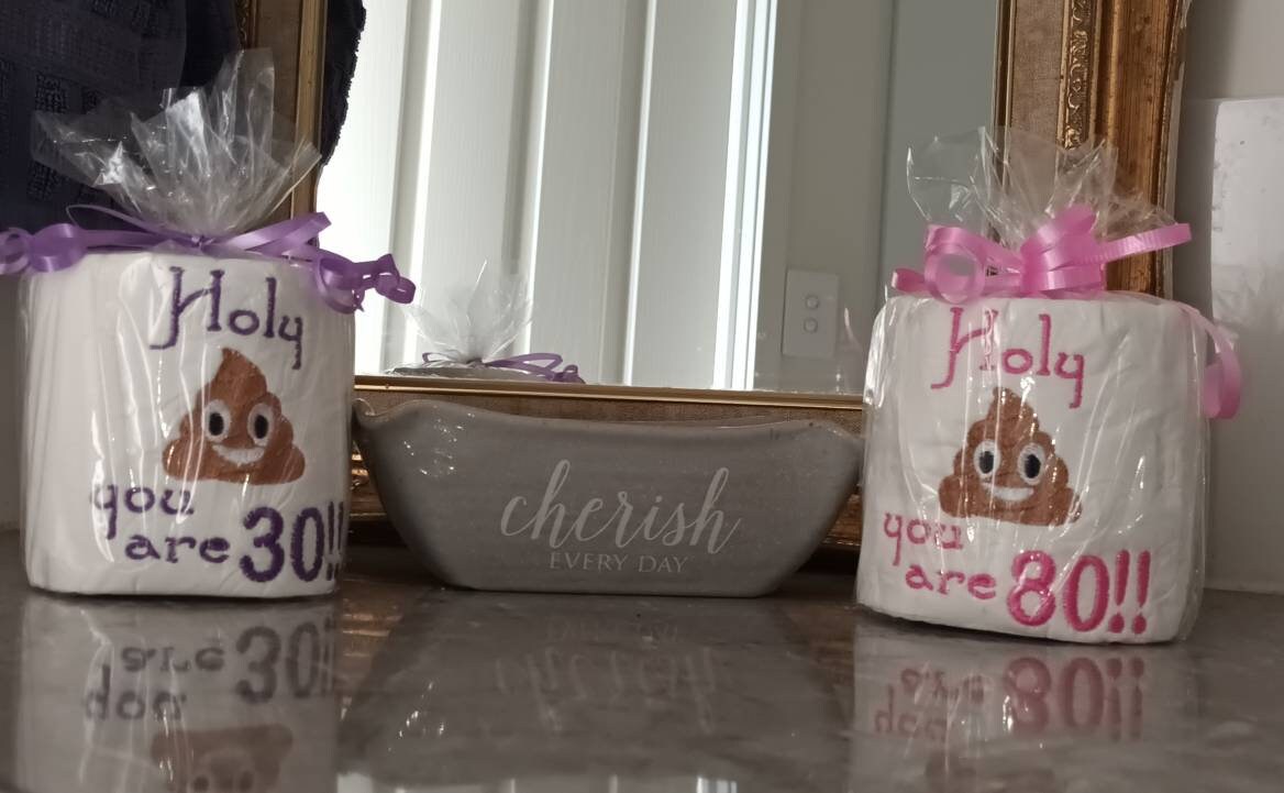 Holy/oh Poo Toilet Paper Gag Gift. Birthday Age Related Emoji - Etsy ...