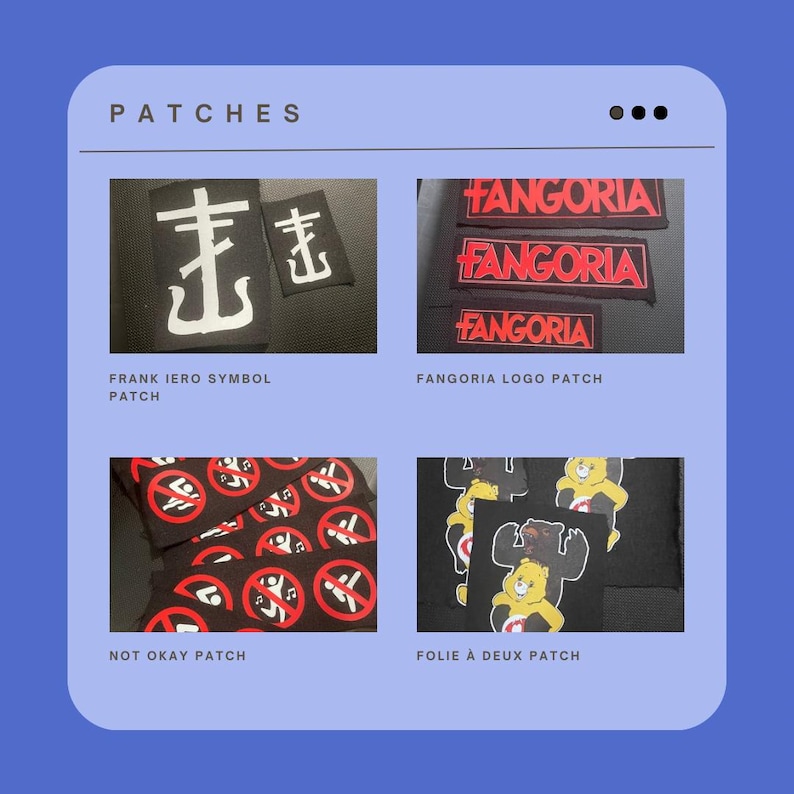 Emo Band Patch Collection – MCR & Fall Out Boy Inspired | DTF Printed ...