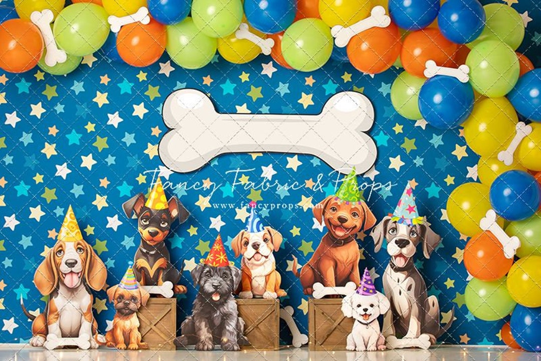 Puppy Party- Photography Printed Backdrop - Fabric Backdrop - Poly ...