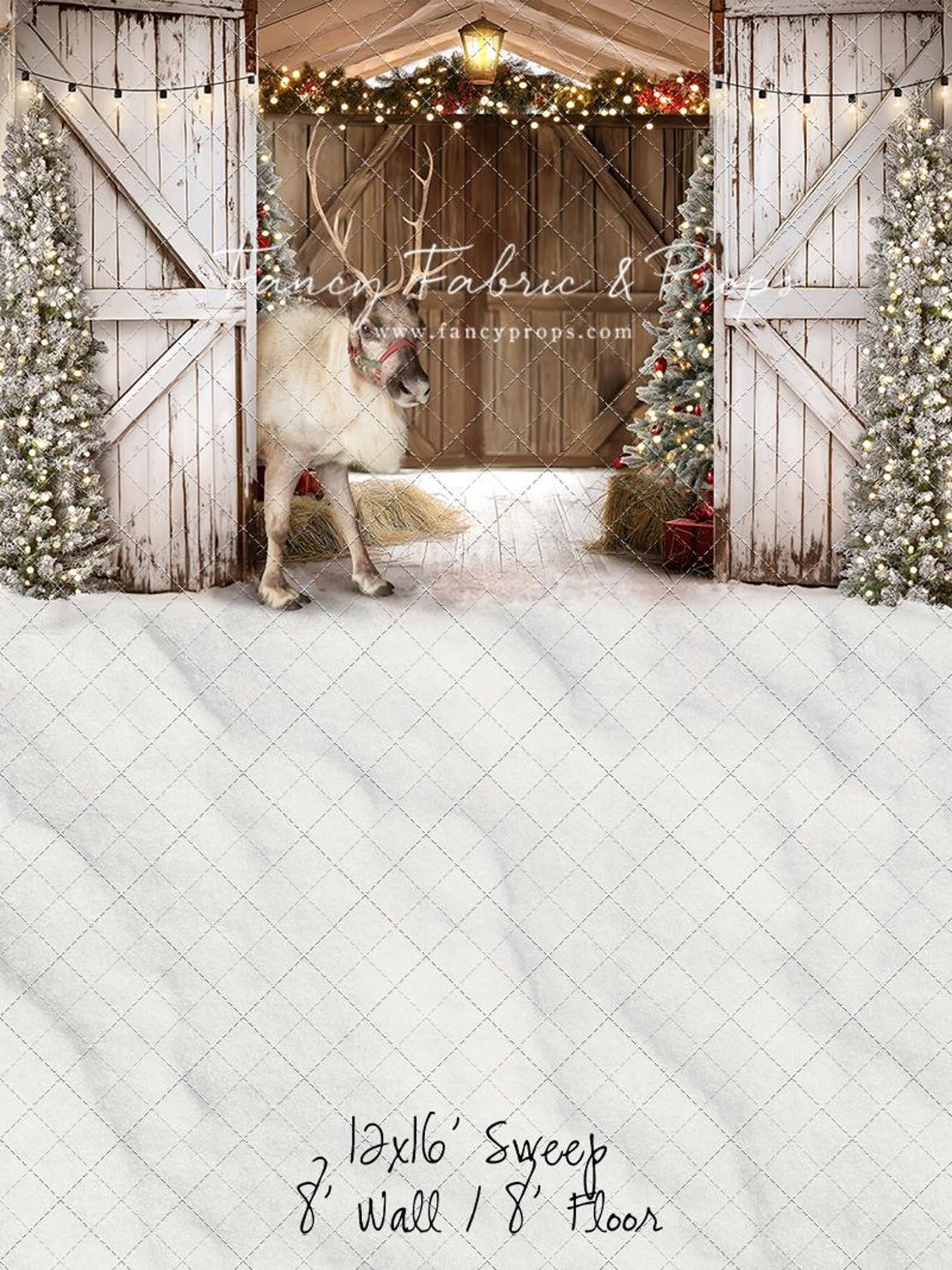 St. Nick's Stable With Reindeer With Sweep Option -wrinkle Free Fabric ...