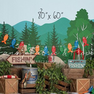 Hooked on Fishing wrinkle Free Fabric Photography Backdrop - Etsy
