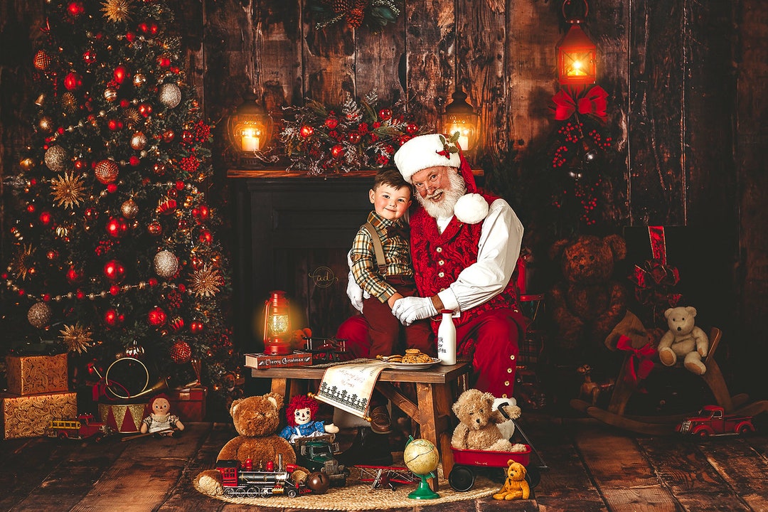 Gathering Around the Christmas Tree -photography Printed Backdrop ...