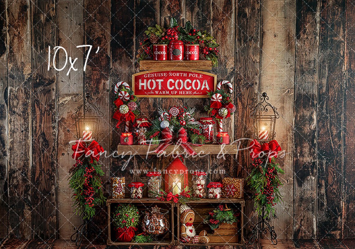 Happiness is Hot Cocoa -photography Printed Backdrop- Fabric Backdrop ...