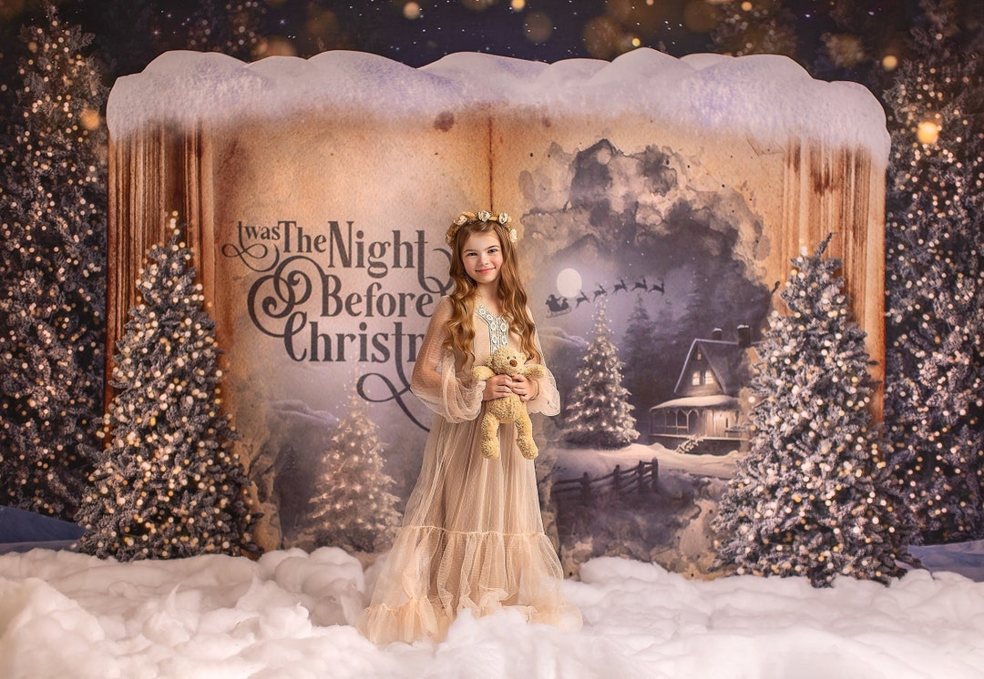 Christmas Storytime Wrinkle Free Fabric Photography Backdrop - Etsy