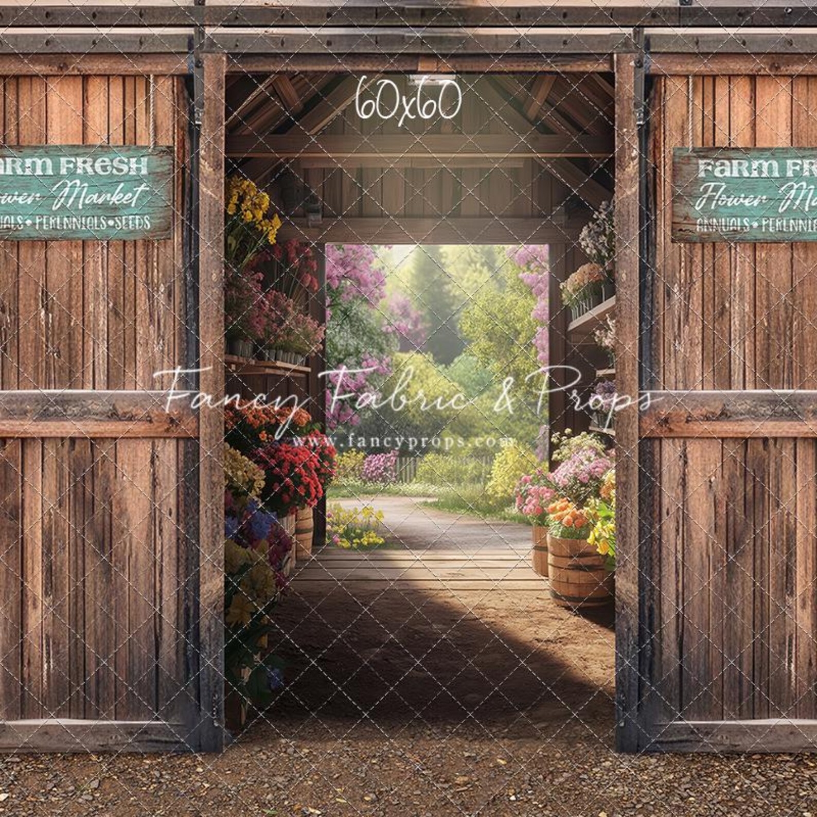 Farm Fresh Flower Barn With Sweep Option Photography Printed Backdrop ...