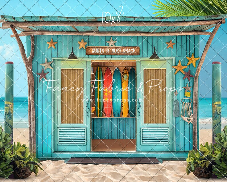 Surfs up Beach Shack- Wrinkle Free Fabric- Photography Backdrop - Etsy