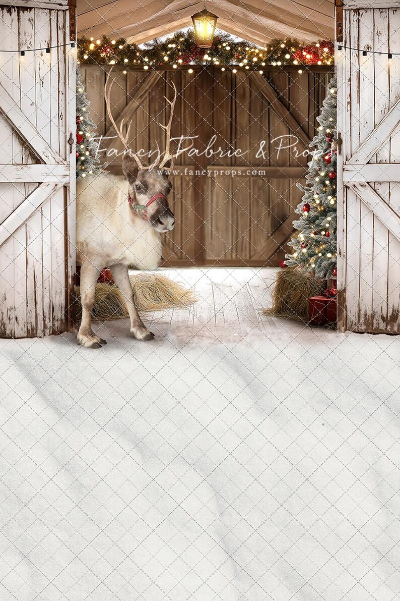St. Nick's Stable With Reindeer With Sweep Option -wrinkle Free Fabric ...