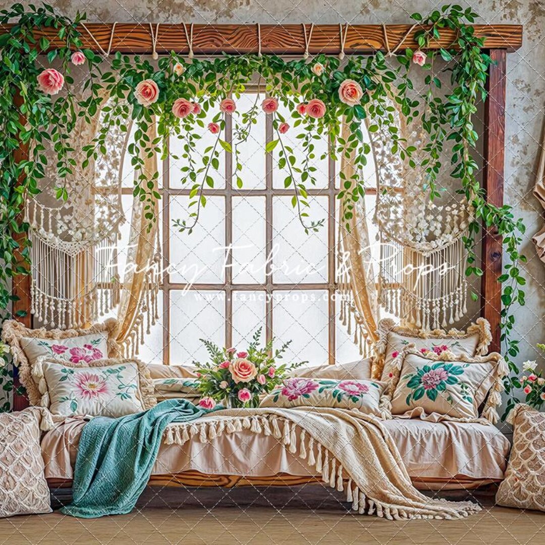 Boho in Bloom With Sweep Option Photography Printed Backdrop - Fabric ...