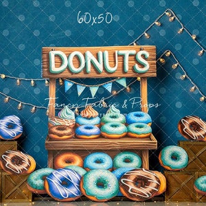 Donut Stand- Photography Printed Backdrop - Fabric Backdrop - Poly ...