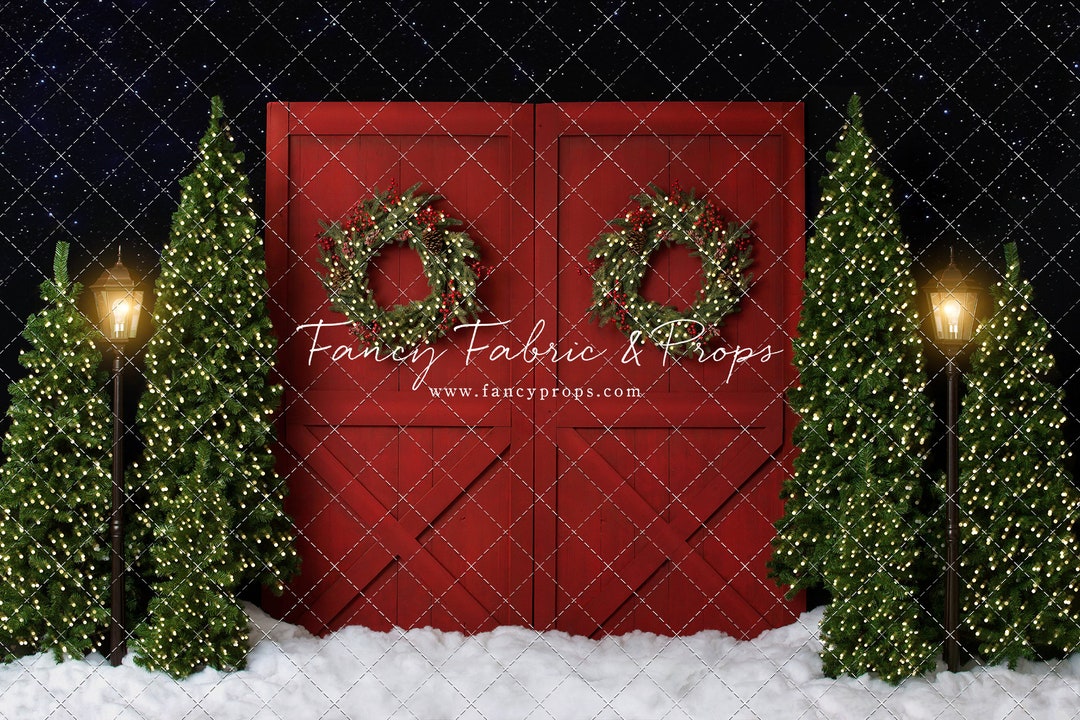 Fancy Red Barn Doors Wrinkle Free Fabric Photography Backdrop - Etsy