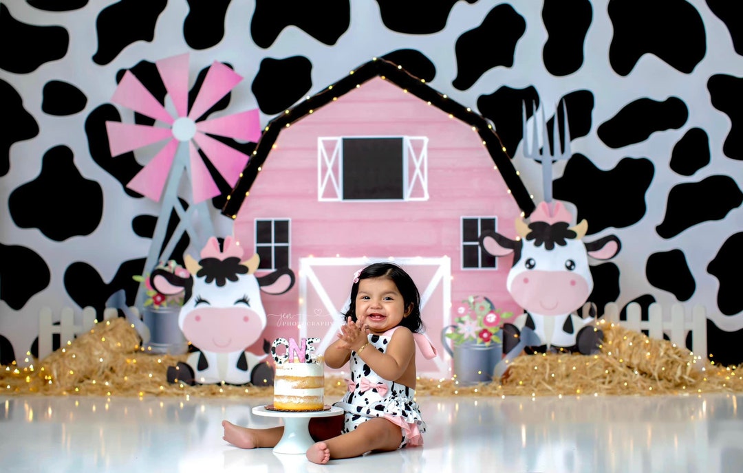 Pink Dairy Farm -photography Printed Backdrop- Fabric Backdrop ...