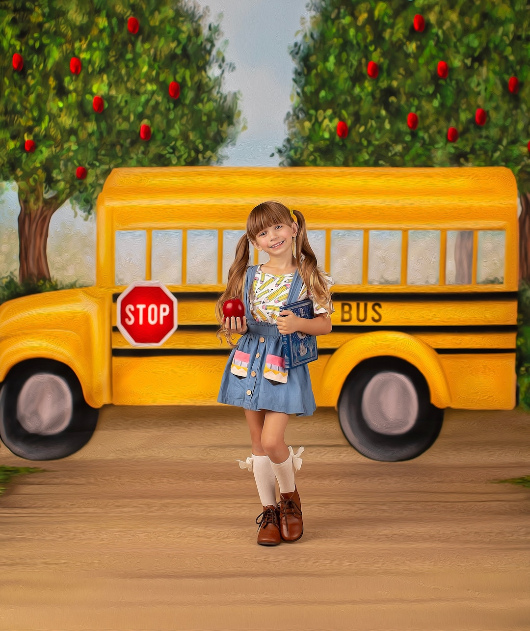 Little Yellow School Bus With Sweep Option - Photography Printed ...