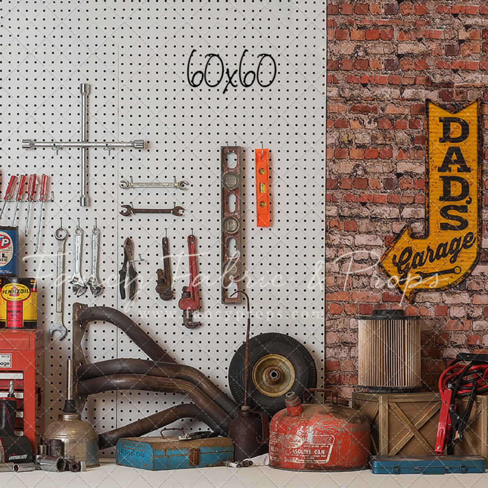 Dad's Garage - Photography Printed Backdrop - Fabric Backdrop ...