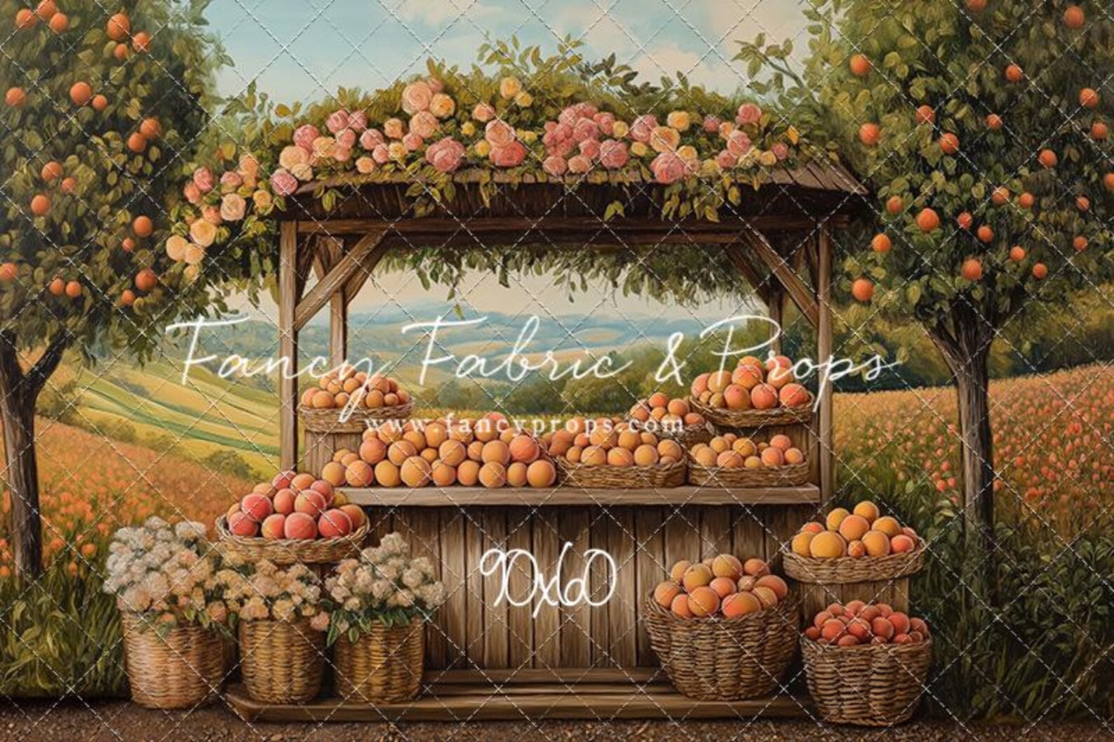 Peach Blossom Grove With Sweep Option - Photography Printed Backdrop ...