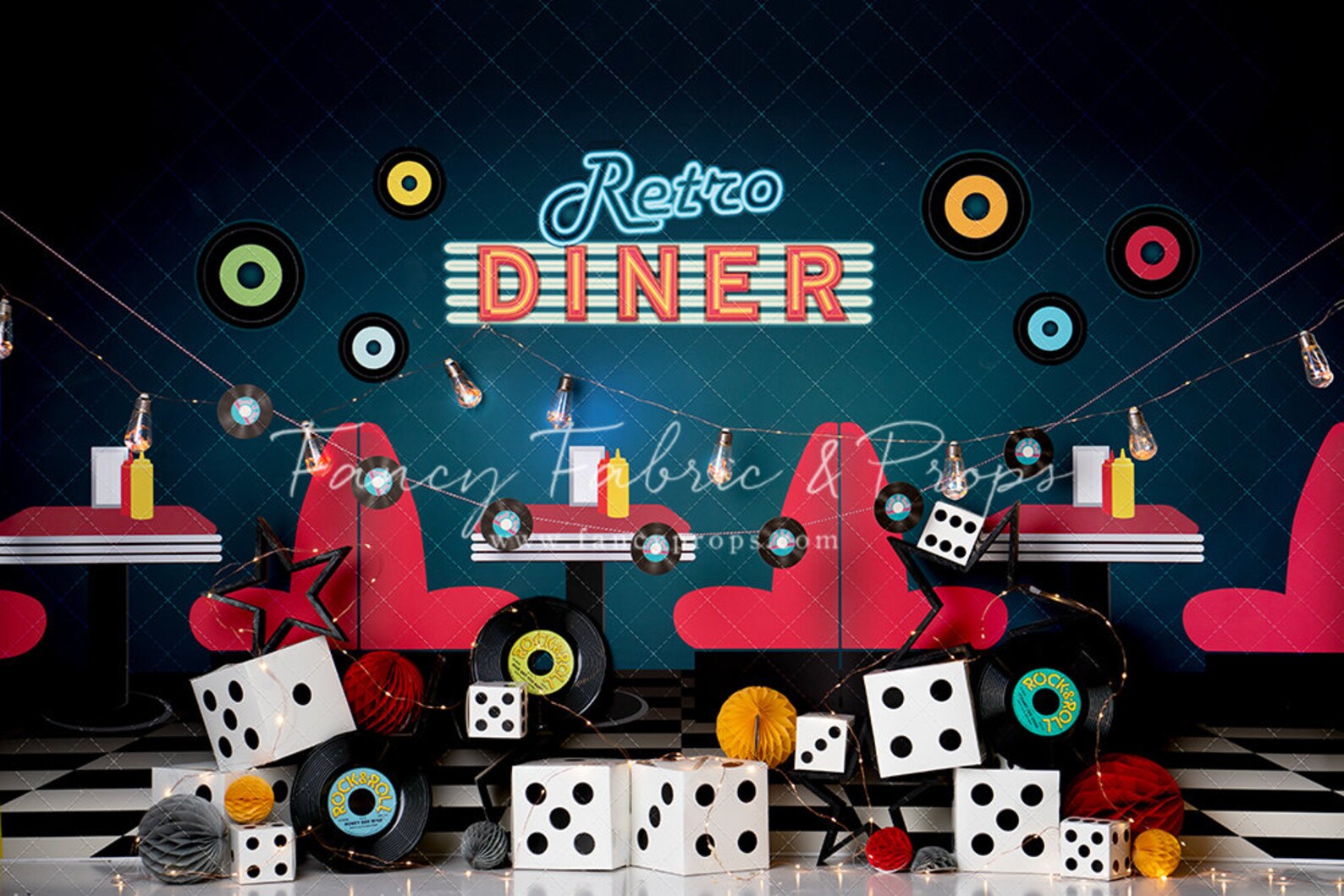 Downtown Diner -photography Printed Backdrop- Fabric Backdrop ...