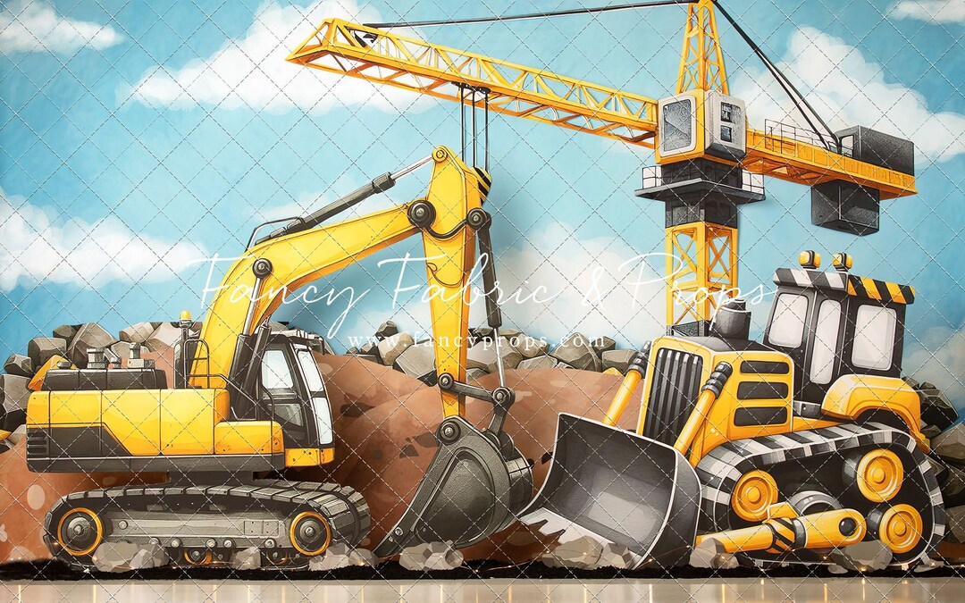 Construction Crew Photography Printed Backdrop Fabric Backdrop Poly ...