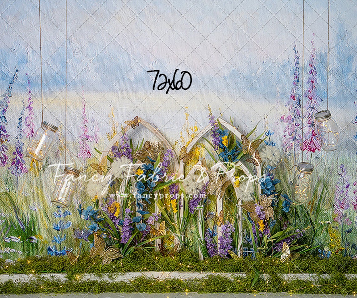 Enchanting Butterfly Garden -photography Printed Backdrop- Fabric ...