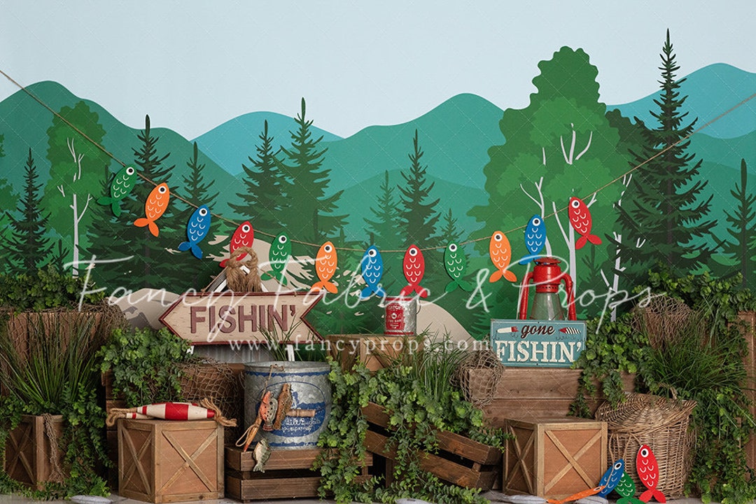 Hooked on Fishing wrinkle Free Fabric Photography Backdrop - Etsy