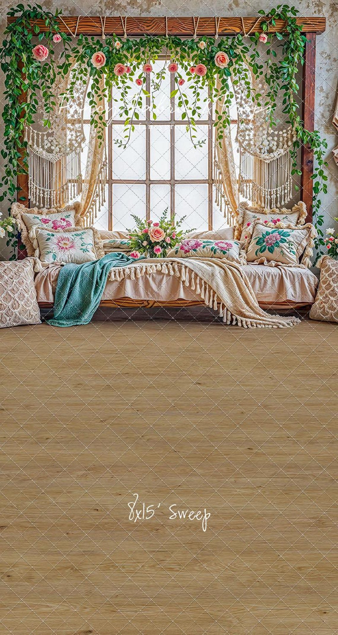 Boho in Bloom With Sweep Option Photography Printed Backdrop - Fabric ...