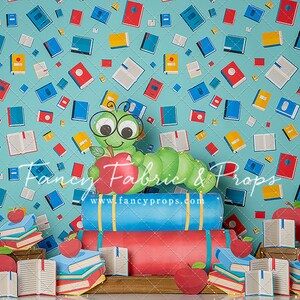 Book Worm - Photography Backdrop - Color Books , Apples, Bookworm - Etsy