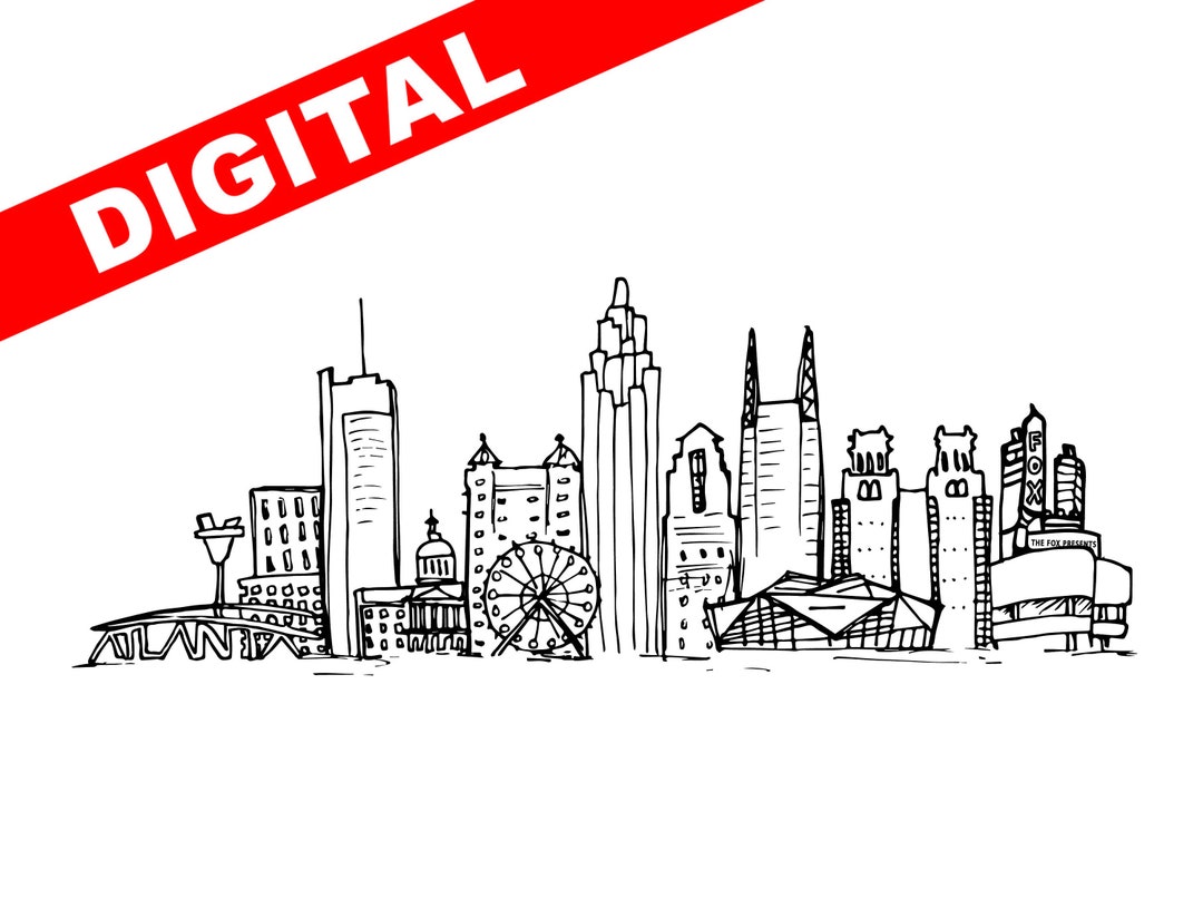 Atlanta DIGITAL Print, Atlanta Georgia Line Drawing Digital Print ...