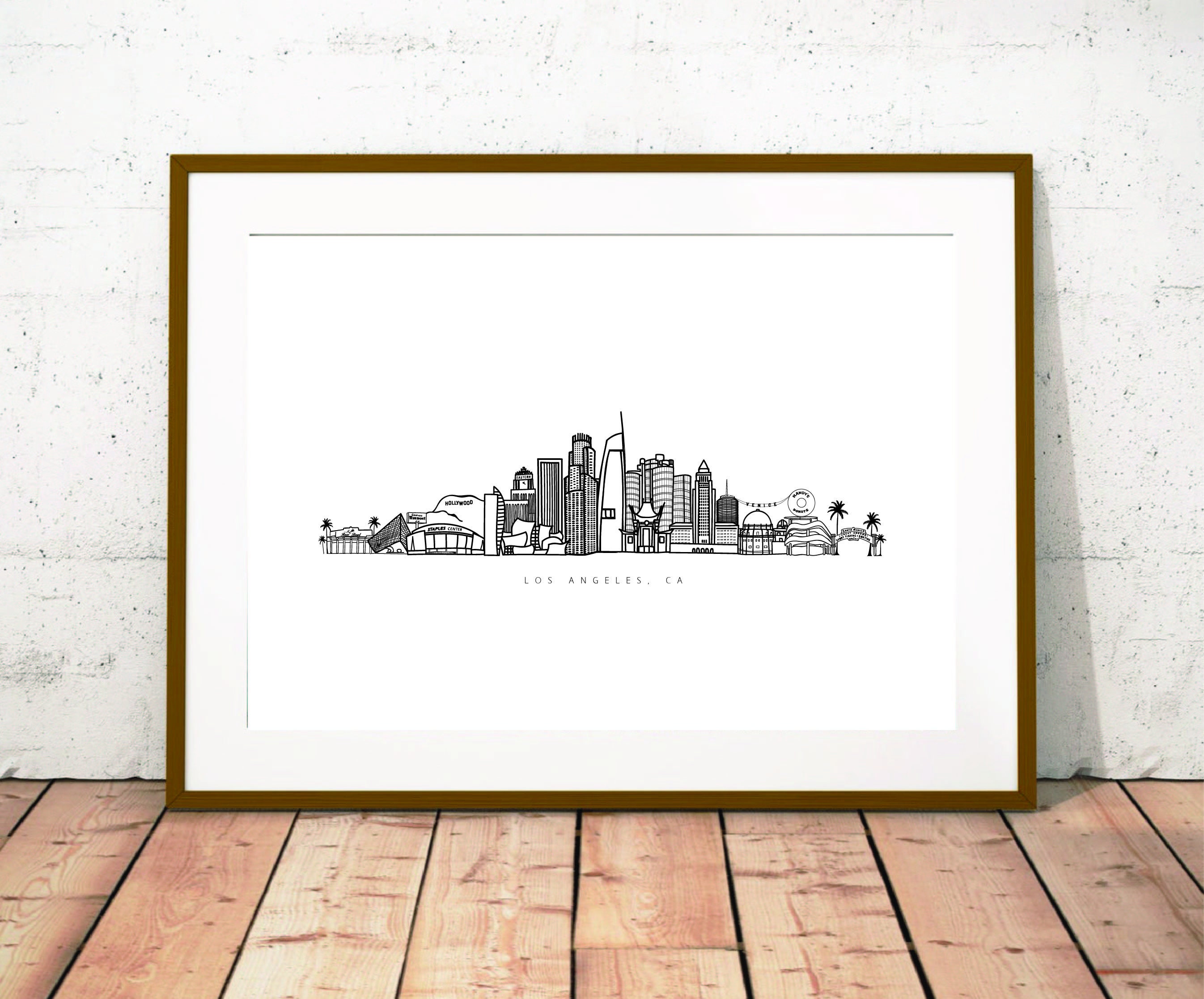 Wall Hangings Orange Urban Art Los Angeles Reportage Line Drawing 13x19 ...