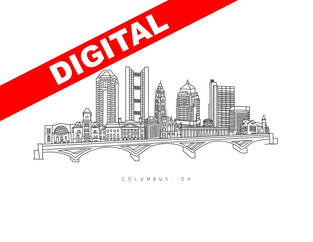 DIGITAL Columbus OH Art Print, Ohio State Art Print, Columbus Skyline ...