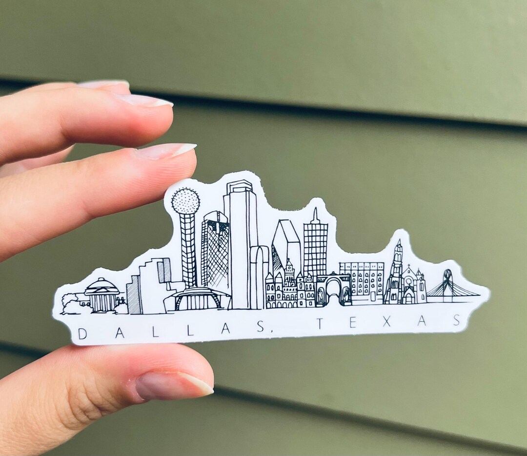 Dallas Texas Skyline Sticker, Dallas Sticker, Dallas TX Waterproof ...