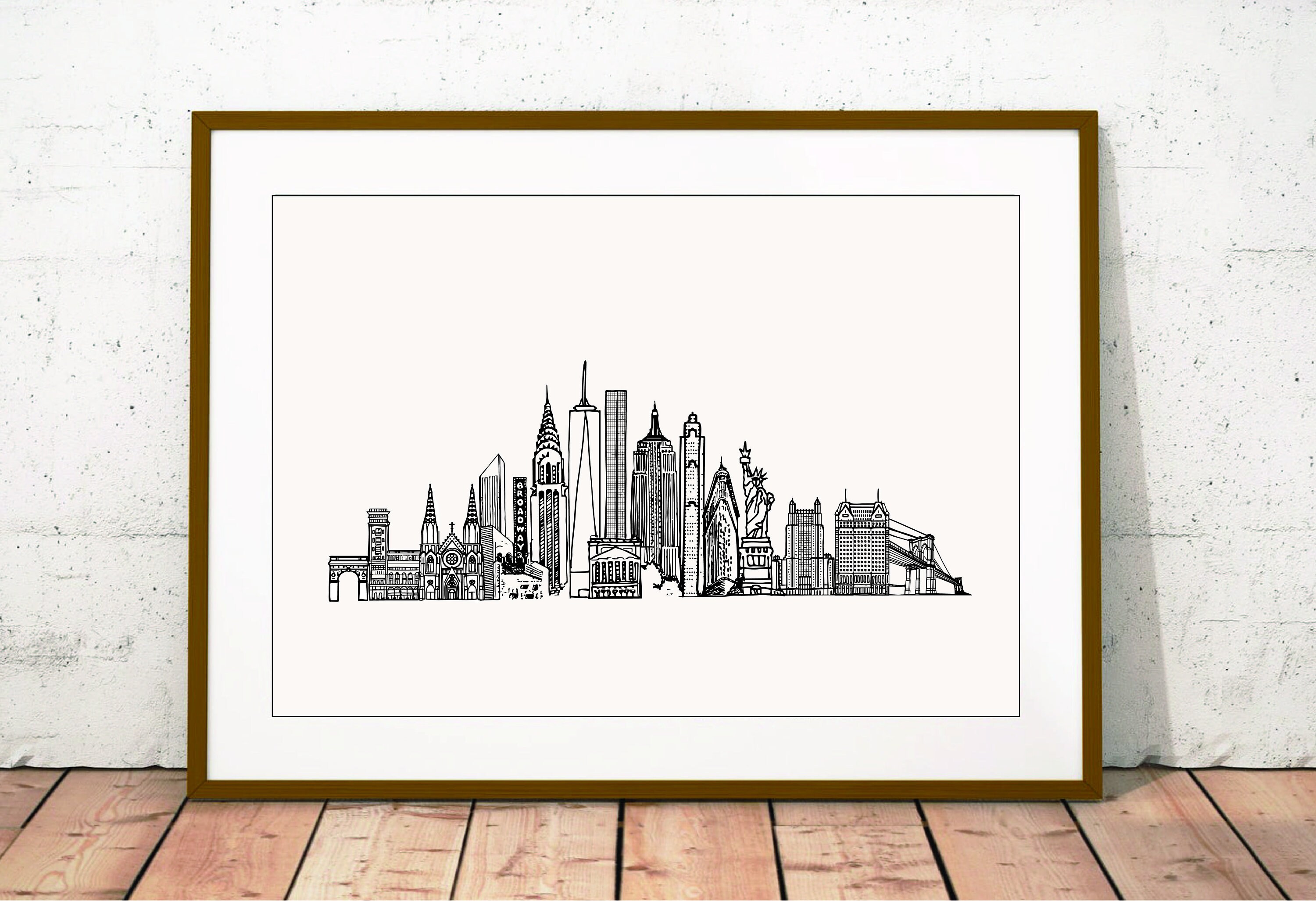 NYC Skyline New York Skyline NYC Line Drawing Nyc New York | Etsy