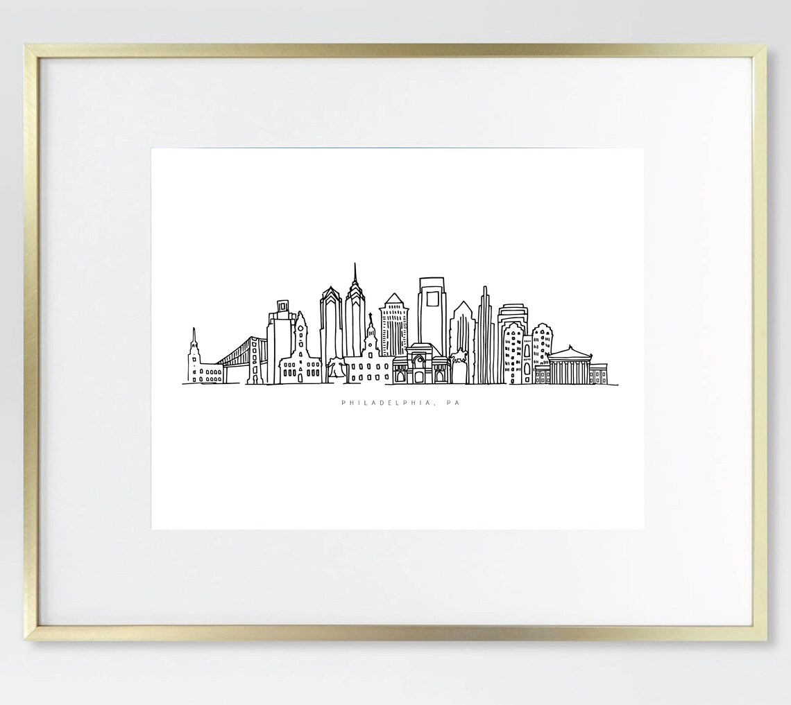 Digital Philadelphia Skyline Print Philadelphia Print | Etsy