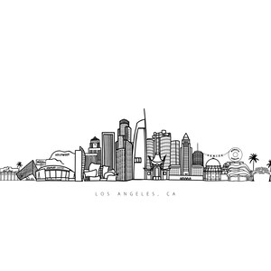 LA Print, LA Skyline Print, Los Angeles City Drawing, Los Angeles Art ...