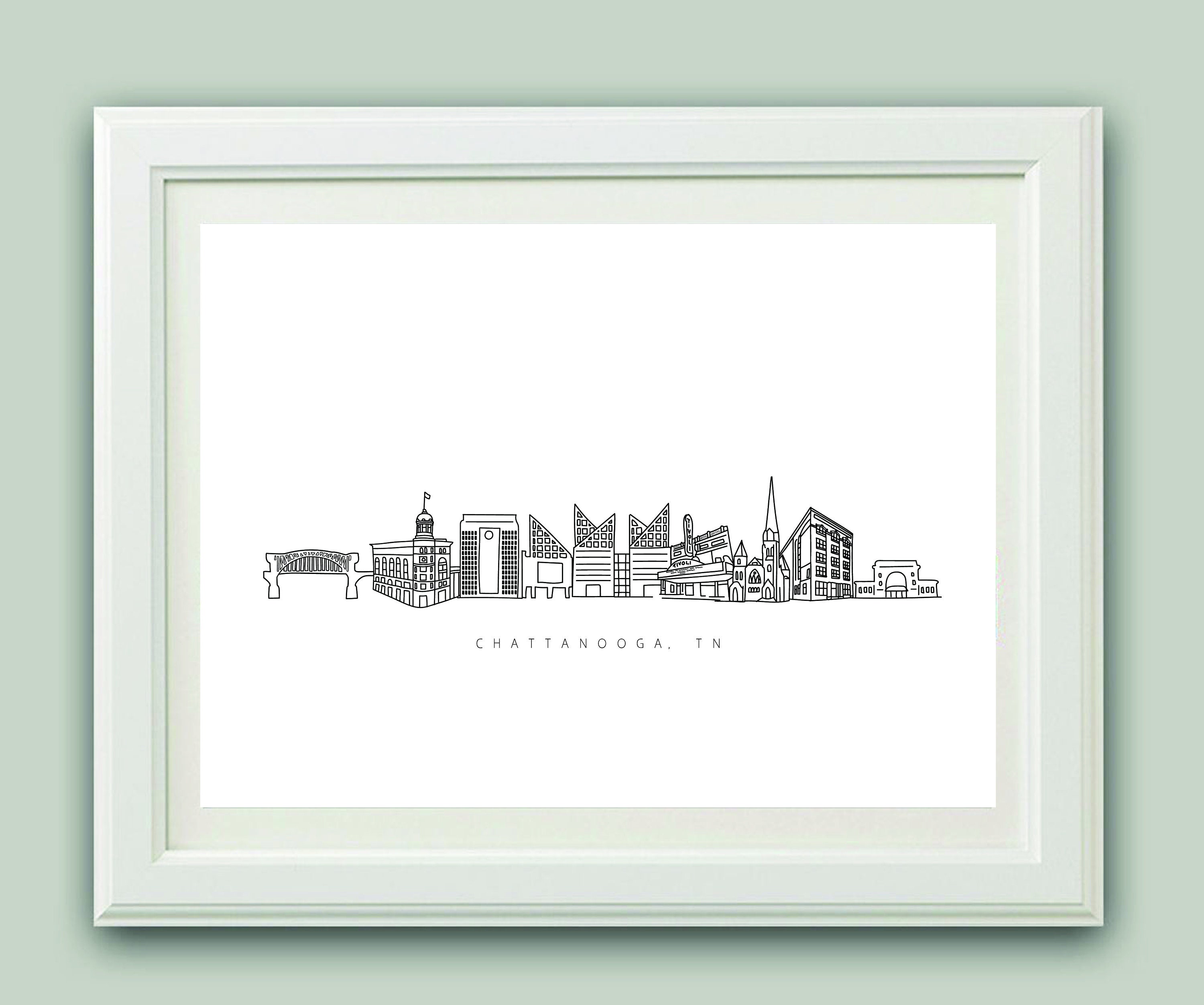 DIGITAL Chattanooga Line Drawing, Chattanooga Skyline Drawing ...